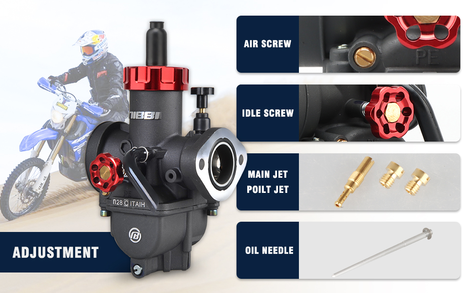 Amazon.fr : Nibbi PE Carburateur 28MM Pour Moteur De Moto à Bride Avec Injecteur Pilote ...