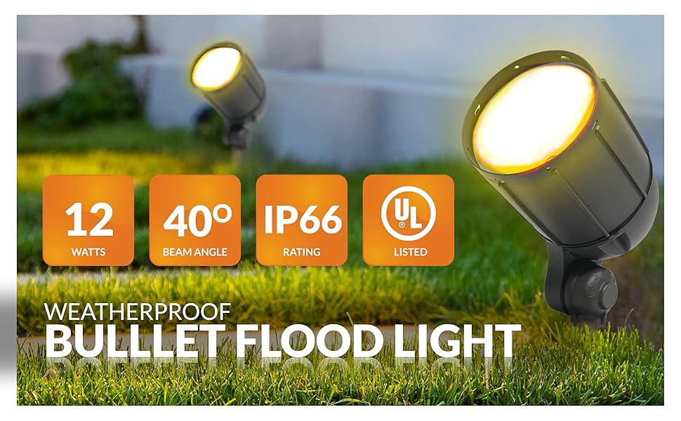 12-Watt Outdoor LED Flood Light, Weatherproof, Bronze. for use in Flagpole, Flood, Backyards ...