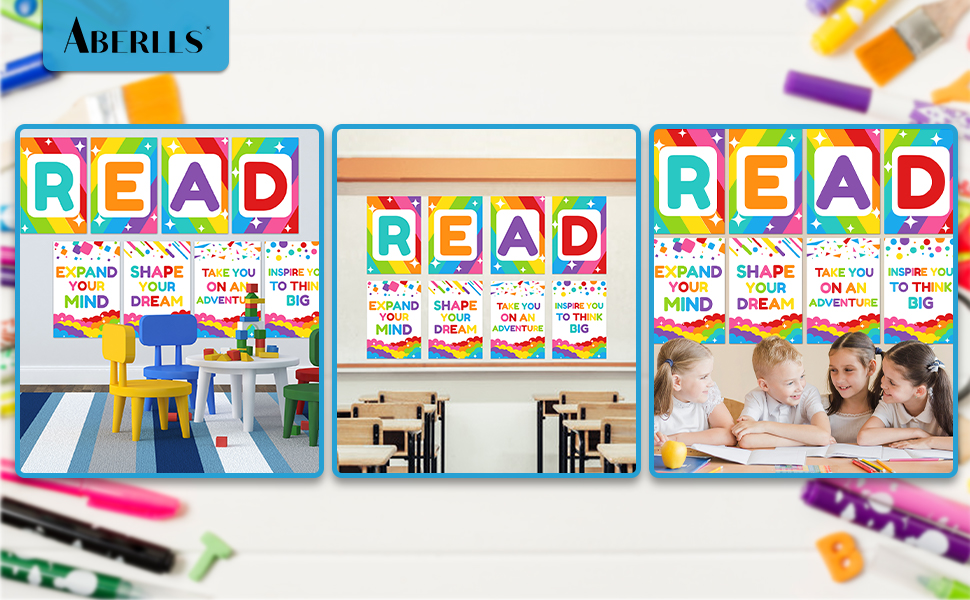 Amazon.com: 8 Pack Motivational Classroom Decorations Reading Banner ...