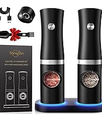 Amazon.com: Sangcon Gravity Electric Salt and Pepper Grinder Set Shakers - UPGRADED RECHARGEABLE ...