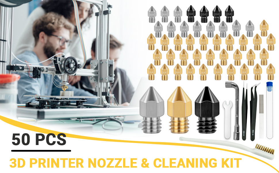 Amazon.com: 50 Pcs 3D Printer Nozzles Hardened Steel Stainless Steel Brass Printer Extruder ...