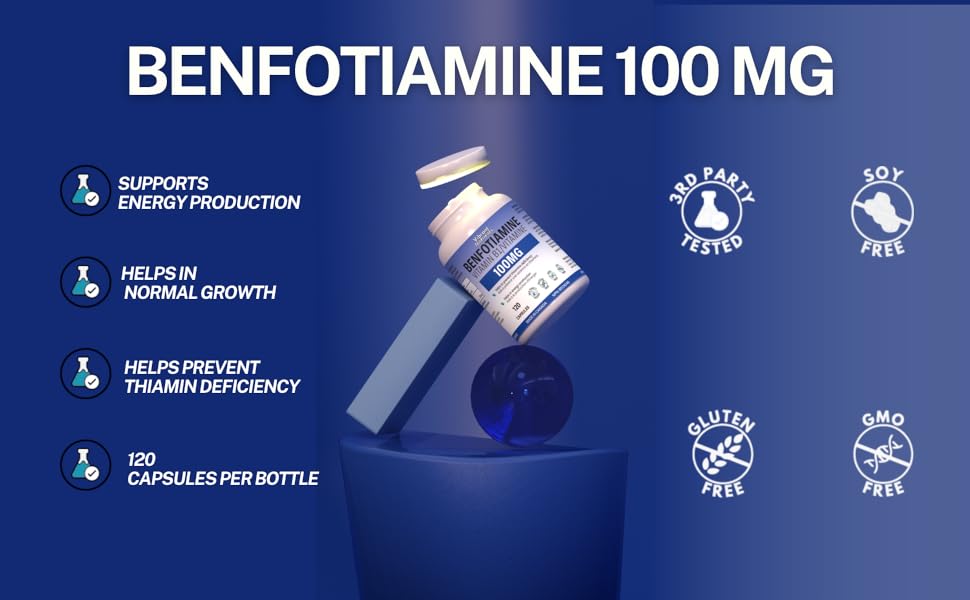Benfotiamine 100mg, 120 Capsules - Fat Soluble Thiamine Vitamin B1 By Vibrant Naturals - Walmart.ca