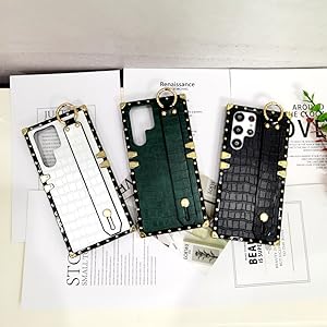 Amazon.com: BUSDOG Luxury Leather for Samsung Galaxy S22 Ultra Case with Wristband Strap Anti ...