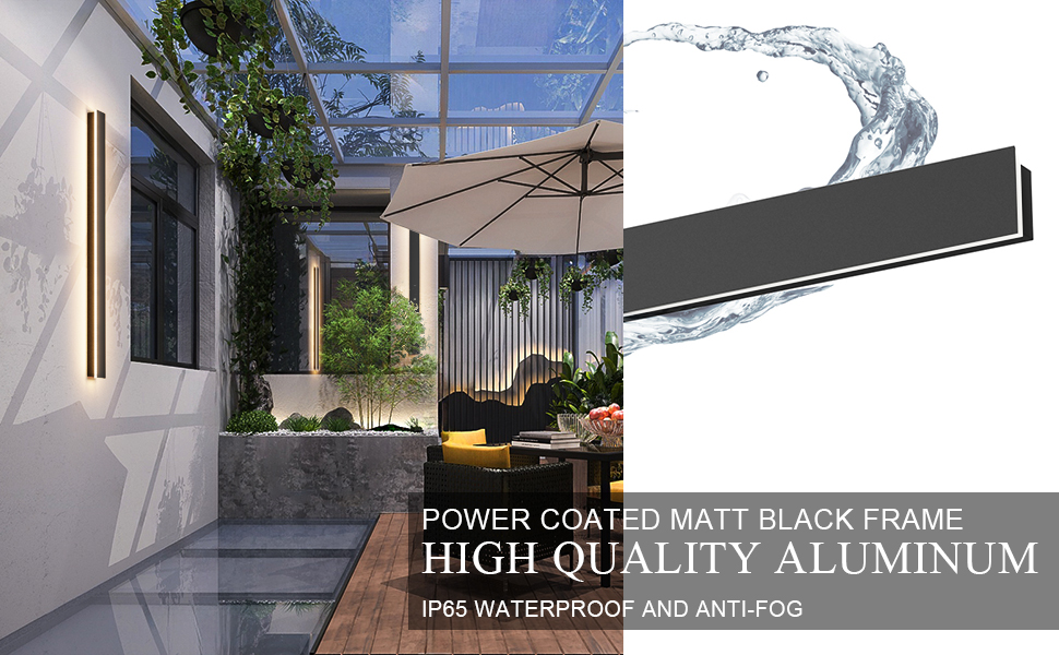 Aipsun 2 Pack Outdoor Wall Lights, 39.4inch Black LED Exterior Light Fixtures Wall Mount, Modern ...