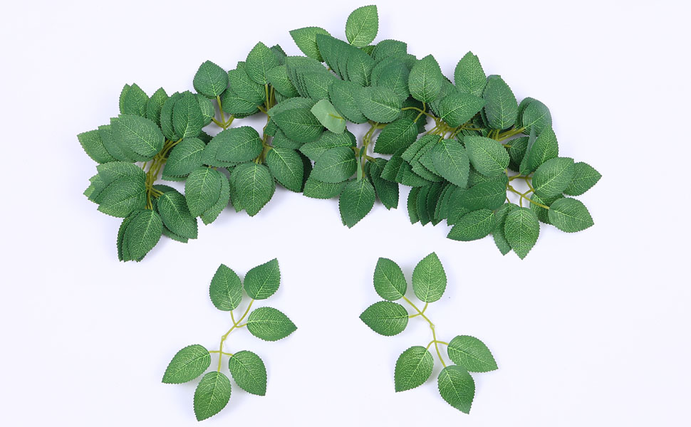 Amazon.com: AFOHOME Fake Rose Flower Leaves 70PCS Artificial Green Leaves Bulk Silk Greenery for ...