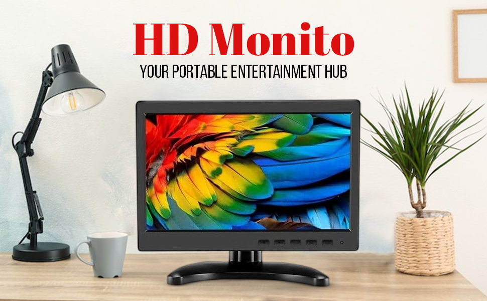 SKPM 10.1 Inch Hd Monitor Big Stand Mini Tv&Computer Display TFT LCD Color Screen for Car Backup ...