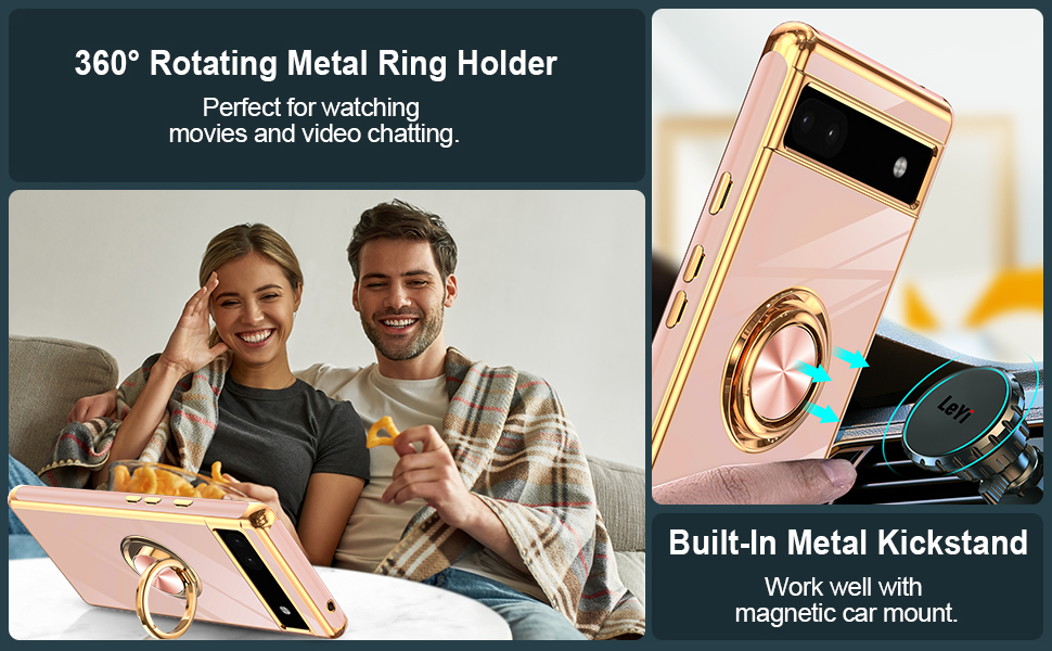 Amazon.com: LeYi for Pixel 6A Case: with Tempered Glass Screen Protector [2 Pack] 360° Rotatable ...