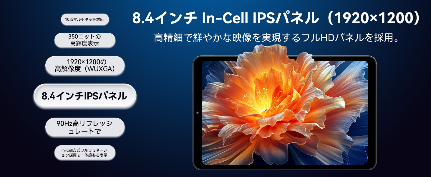Amazon.co.jp: FPD タブレット 8.4インチ Mini Pad FHD+ Android 15 Tablet IPSディスプレイ (1920×1200)｜UNISOC T620 ...