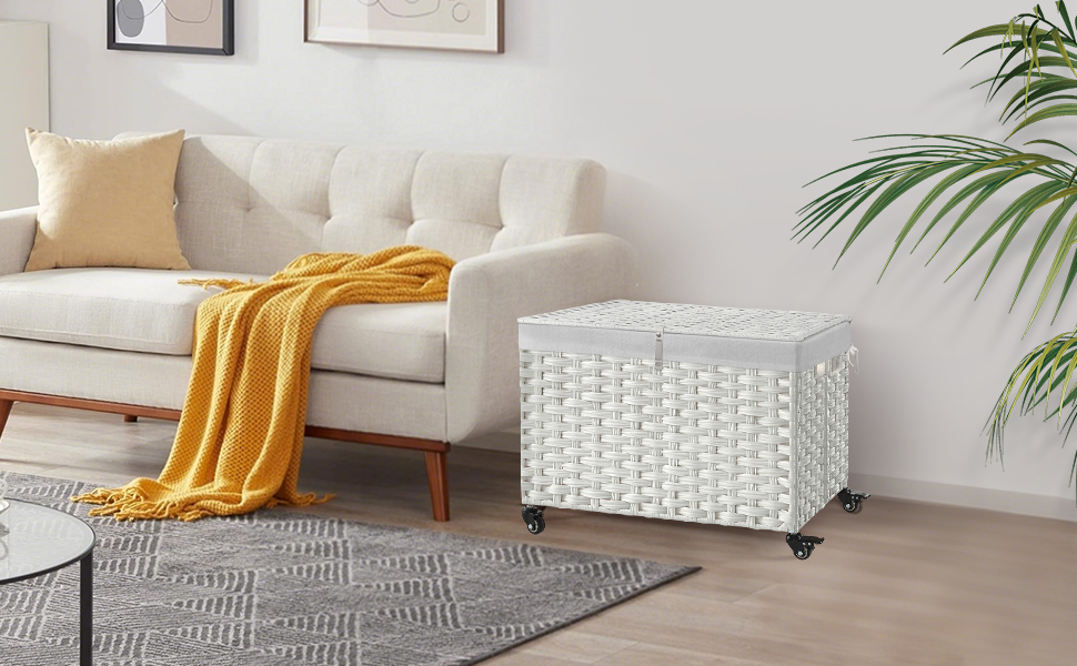 Amazon.com: Rolling Storage Basket with Lid, 47.6 Gallon (180L) Storage ...