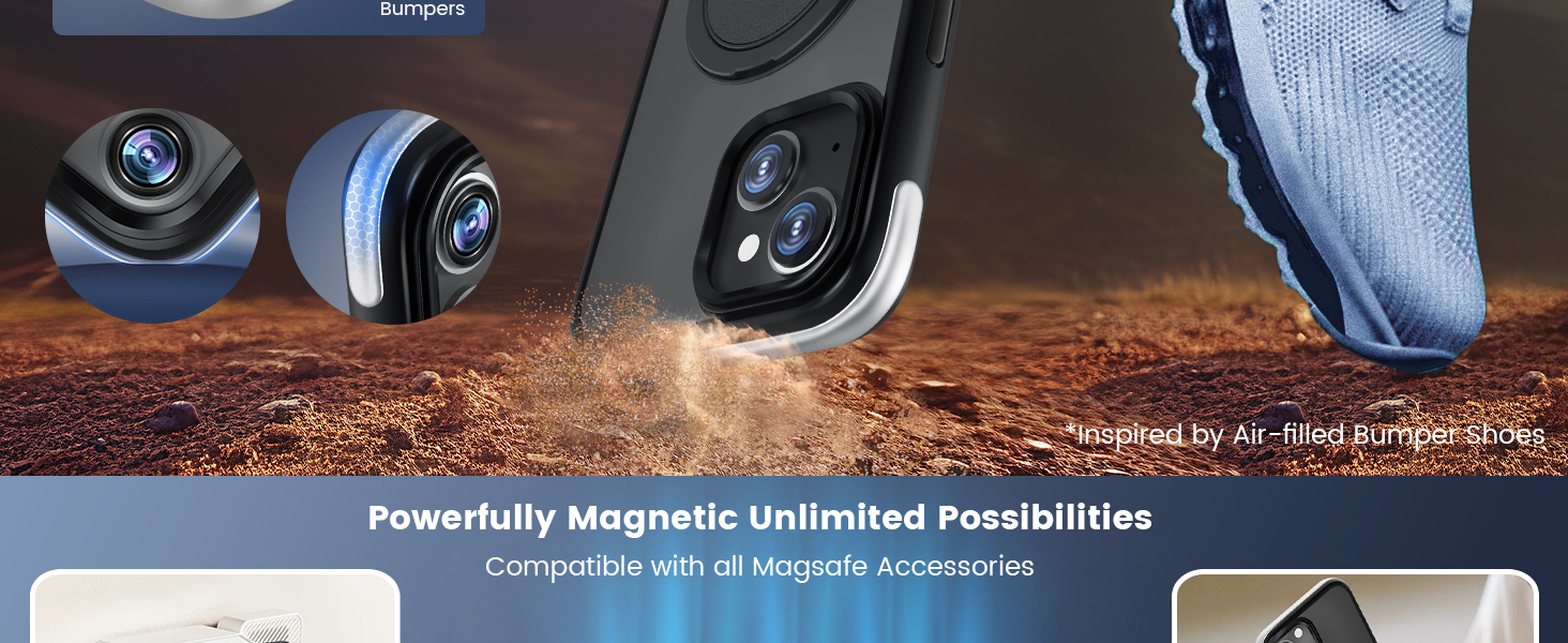 Amazon.com: LAUDTEC Air-Filled Bumper Case for iPhone 15 with Stand, 360° Rotatable Magnetic ...