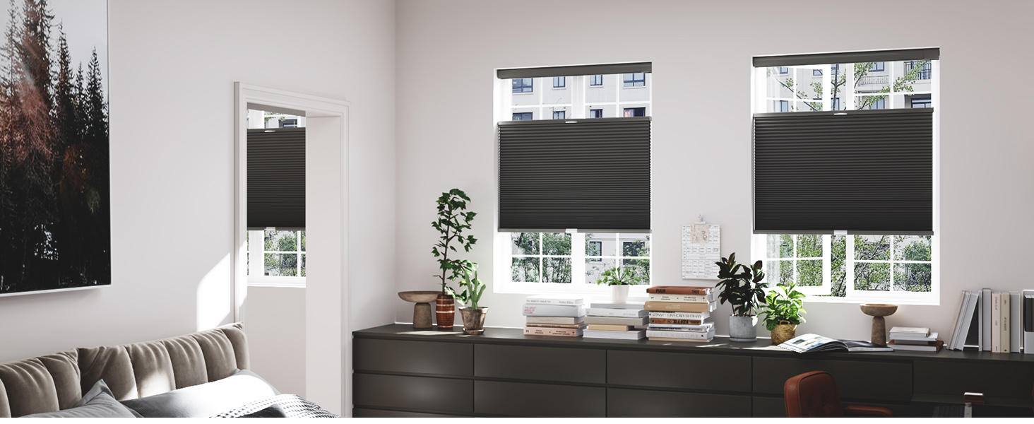 Amazon.com: Changshade No Drill Custom Top Down Bottom Up Cellular Shades, No Tools Blackout ...