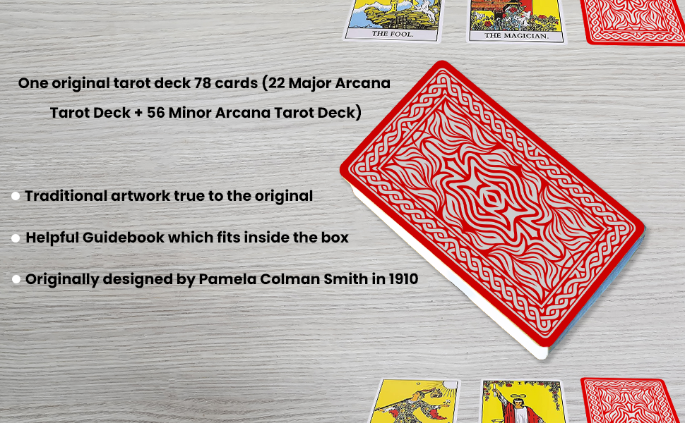 Classic Tarot Cards Deck with Detailed Guidebook - 78 Original Smith Artwork, Traditional Tarot ...