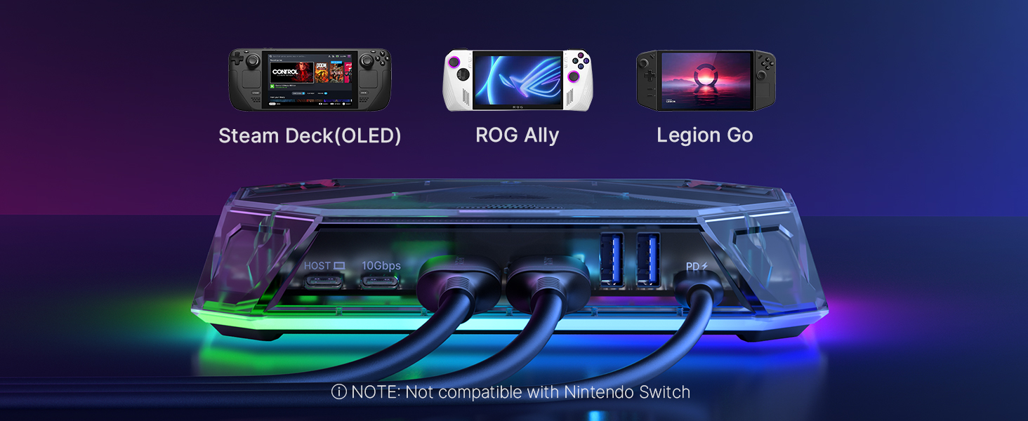 JSAUX RGB Docking Station Compatible with Steam Deck (OLED)/ROG Ally/Legion Go, 12-in-1 Steam ...