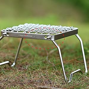 Campingmoon Portable Campfire Grill Grate 304 Stainless Steel Folding Camping Grill Over Gas ...