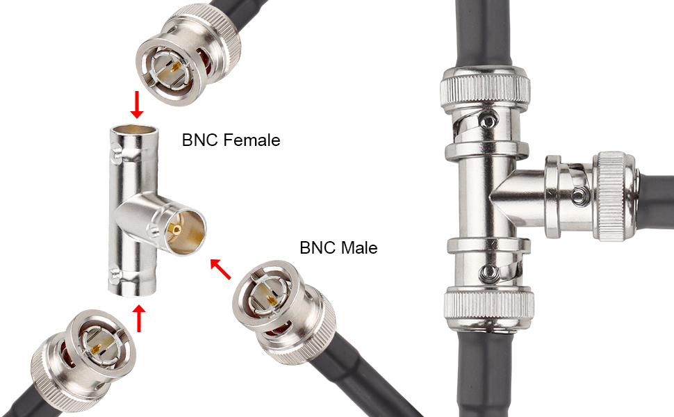 Amazon.com: MOOKEERF 2PCS BNC Splitter Adapter 75 Ohm BNC Female to Dual Female Splitter 1 in 2 ...