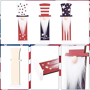 Amazon.com: PICTTY 4th of July Decorations Patriotic Gnomes Wooden ...