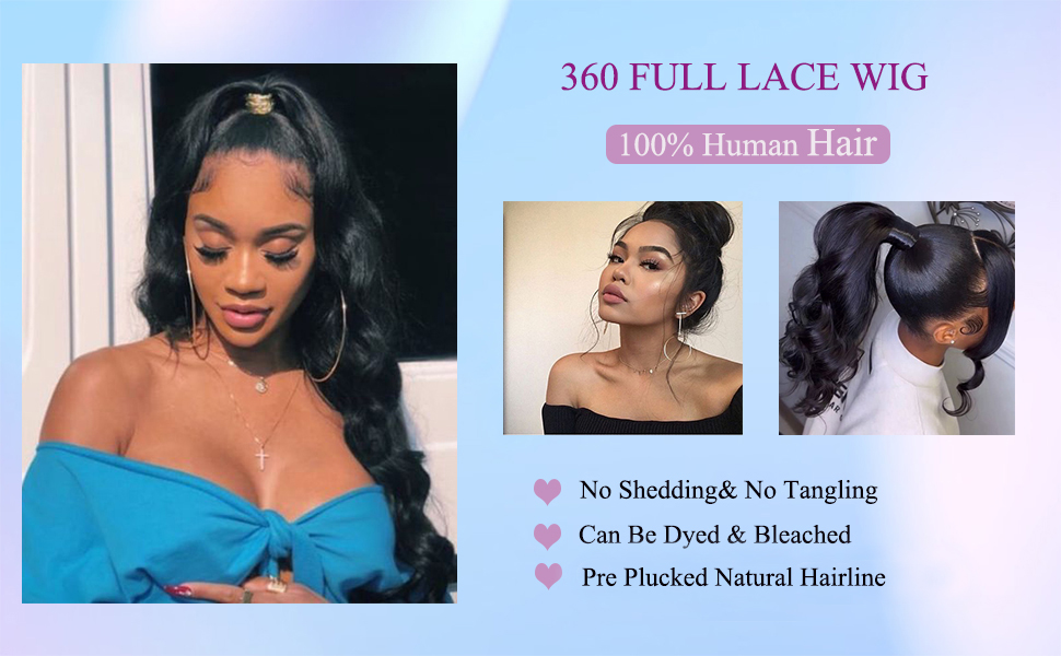 Amazon.com : Wighottie Body Wave 360 Lace Front Wigs Human Hair Pre Plucked Lace Frontal Wigs ...
