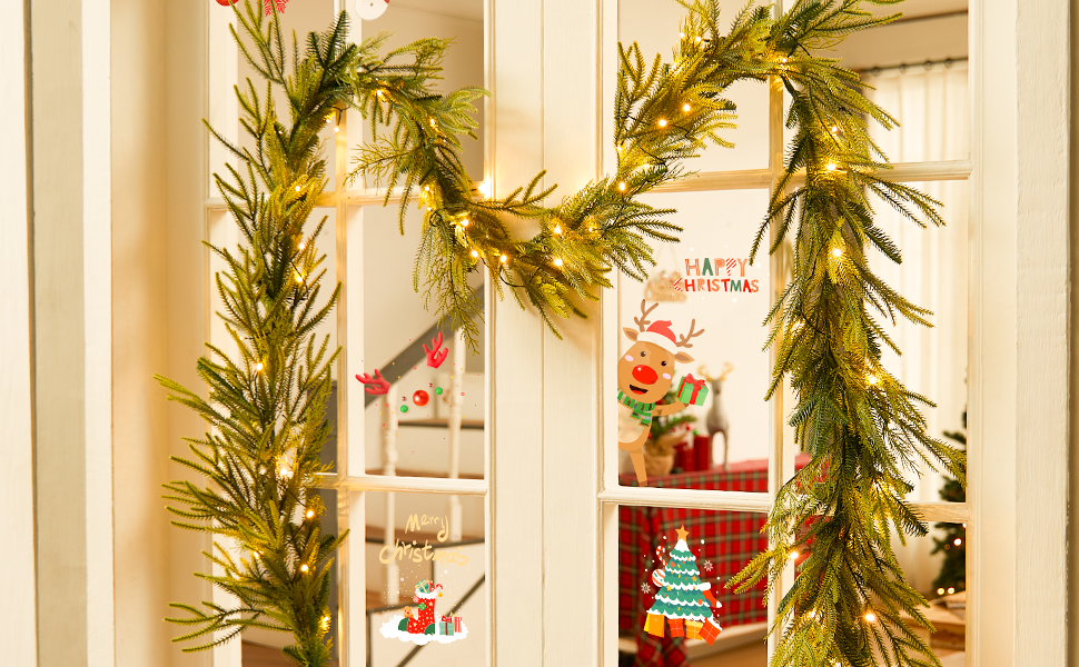 Amazon.com: EXKRAEFT 9FT Artificial Norfolk Pine Garland Realistic Christmas Garland Real Touch ...