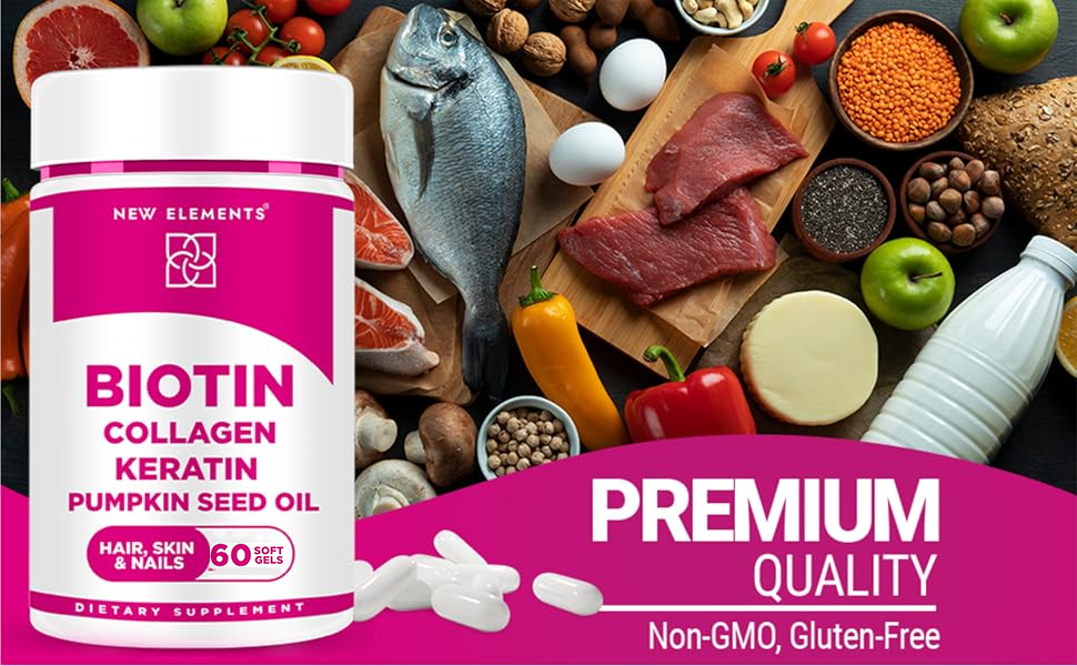 Amazon.com: Biotin Supplement 10000mcg with Collagen Peptides Keratin and Pumpkin Seed Oil for ...