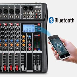 BOMGE CTX - Mixer audio a 12 canali, console di mixaggio audio con Bluetooth USB, ingresso ...