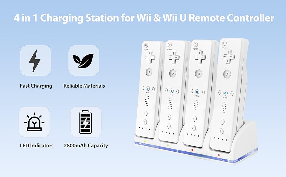 Amazon.com: DTianSir 4 in 1 Wii Remote Charger,Charging Station with 4 ...