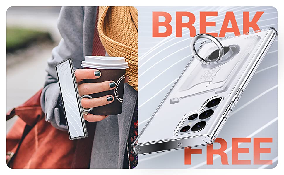 SHIELDS UP Designed for Samsung S23 Ultra Case, Minimalist Wallet Case with Ring Kickstand and ...