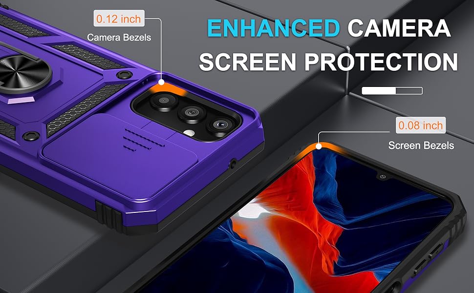 Amazon.com: Janmitta Compatible with Galaxy A25 5G Case Built in Slide Camera Lens Cover+Screen ...