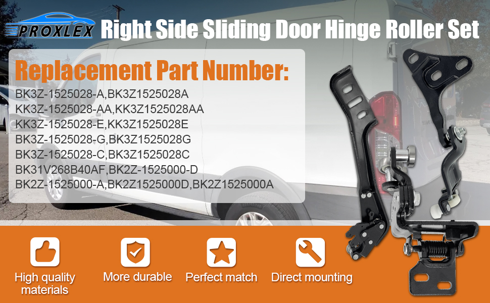 Proxlex 3PCS Right Side Sliding Door Hinge Roller Upper Middle Lower ...
