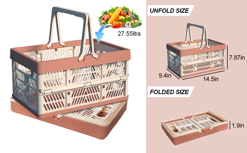 Amazon.com : FATFISH Plastic Basket with Handle, Folding Pastel Crates ...