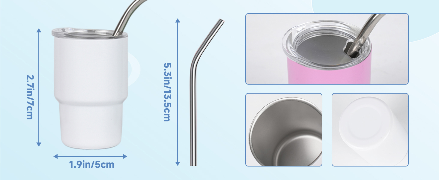 Amazon.com | Mini Tumbler Shot Glass With Straw And Lid,3 oz Cute Shot ...