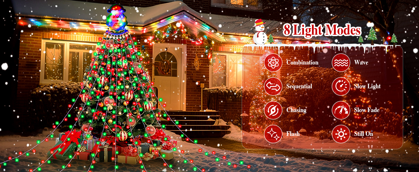 Vynoblip Christmas Decorations Outdoor String Lights - 335 LED 11.48ft ...