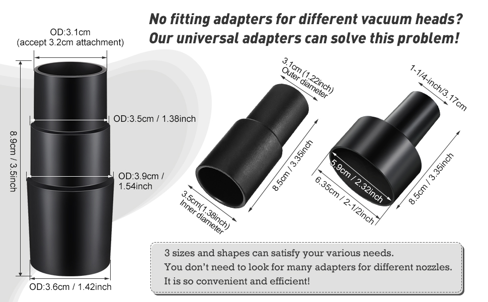 Amazon.com - Honoson 3 Pcs Vacuum Hose Adapter, 2-1/2 Inch to 1-1/4 ...