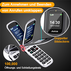GSM Mobiltelefon Klapphandy für Senioren | Seniorenhandy ohne Vertrag mit SOS Notrufknopf ...