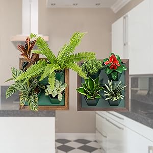 Amazon.com: QUOAOT Vertical Wall Planter, 4 Pots Self Watering Living ...
