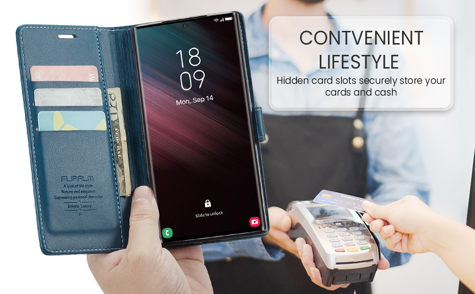 Amazon.com: FLIPALM Wallet Case for Samsung Galaxy S23 Ultra, RFID Blocking Credit Card Holder ...
