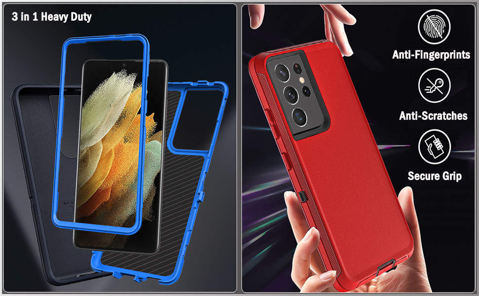 Amazon.com: TFDSEUGH for Samsung Galaxy S21 Ultra Case with 2Pcs Self Healing Flexible TPU ...