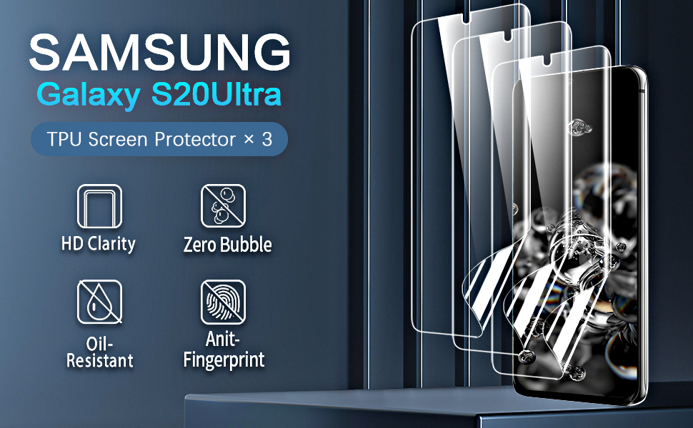 Amazon.com: Cnarery 3 Pack Screen Protector for Samsung Galaxy S20 Ultra, Support Fingerprint ...