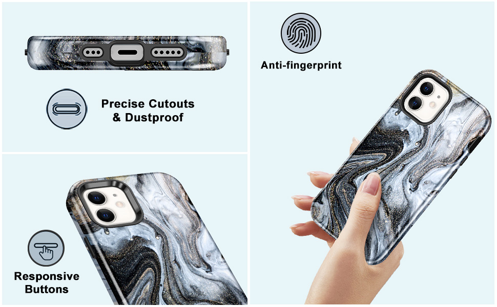 Amazon.com: Btscase for iPhone 12 Case/iPhone 12 Pro Case, Heavy Duty Three Layer Marble ...