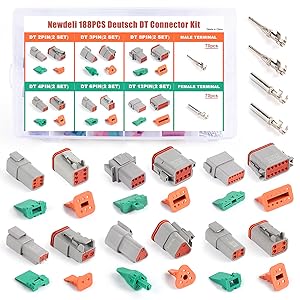 Kit de conectores Deutsch de 188 unidades, Newdeli 8 juegos de 2/3/4/6/8/12 pines para automóvil ...