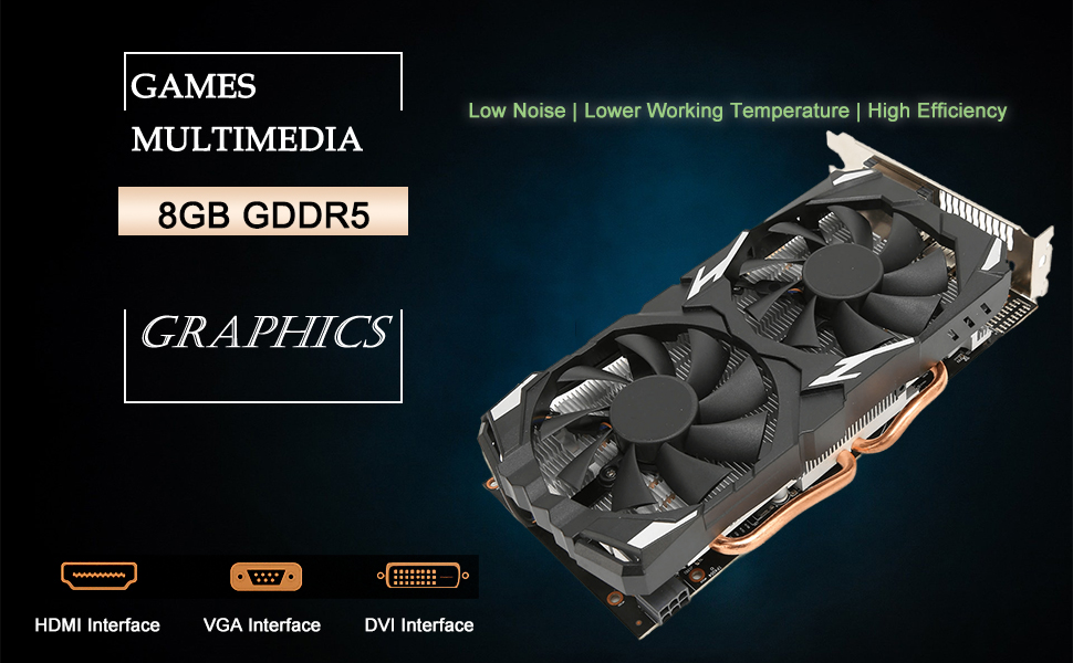 Sanpyl RX 580 Tarjeta Gráfica, 8GB GDDR5 256bit Video Gaming Tarjeta Gráfica con 3 * DisplayPort ...