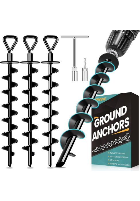 Amazon.com : 26" Ground Anchors Screw-in Payivsve, Multi-Purpose Trampoline Stakes Heavy Duty, 3 ...