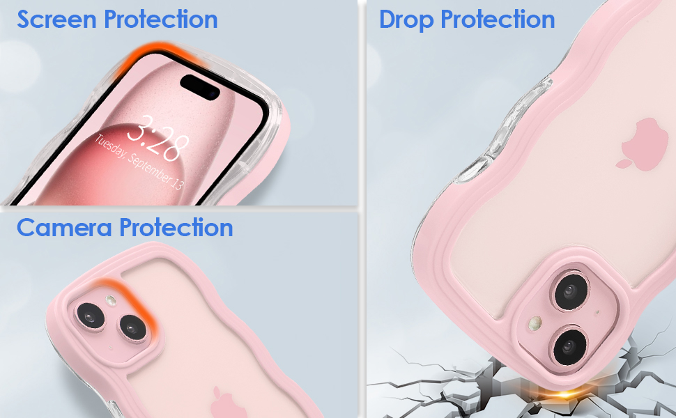 Amazon.com: Anuck for iPhone 15 Case Wavy Edge Clear Back Design, Anti-Slip Grip Cute Wave Curly ...