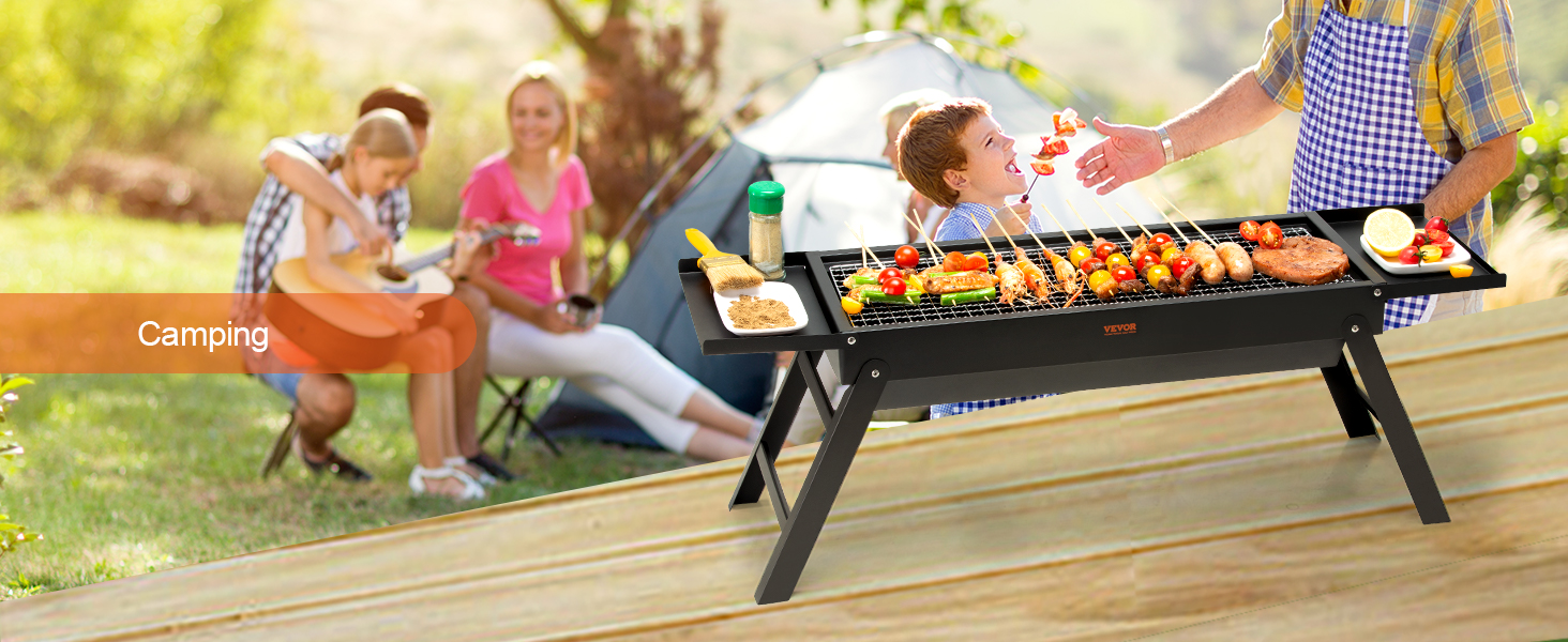 Amazon.com: VEVOR Portable Charcoal Grill 23 inch, Small Barbecue Grills Folding BBQ Grills ...