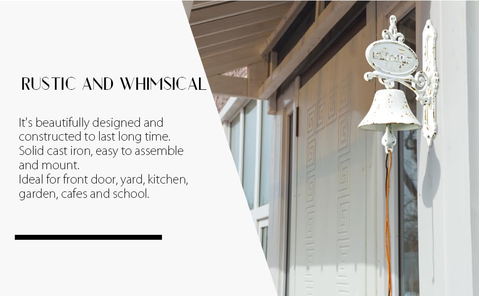 Amazon.com: Sungmor Cast Iron Dinner Bell Rustic White Wall Hanging ...
