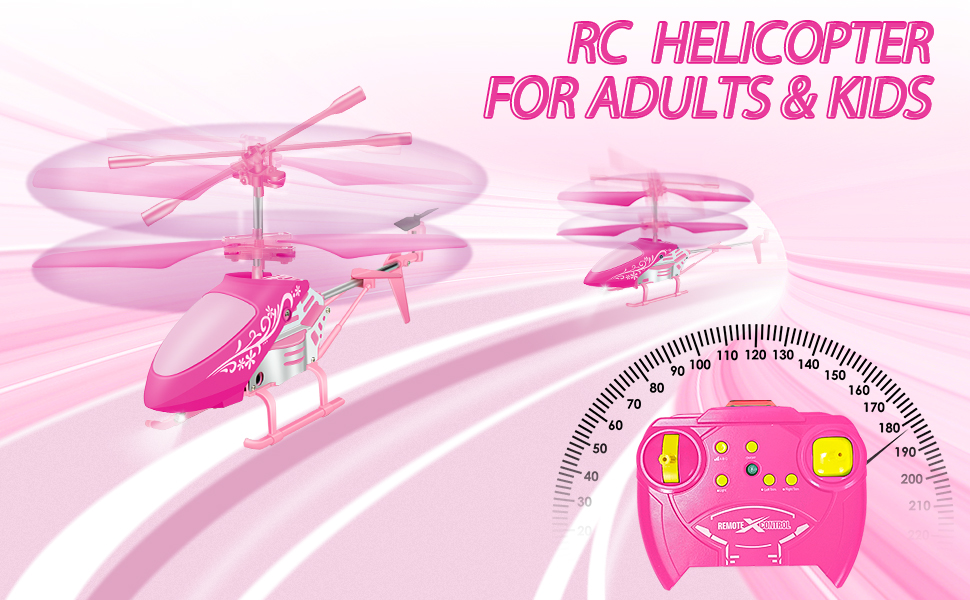 Hymaz Pink Remote Control Helicopter Toys Age 6+ for Girls Gift for 6 7 8-12 Yers, 2.4GHz 3 ...