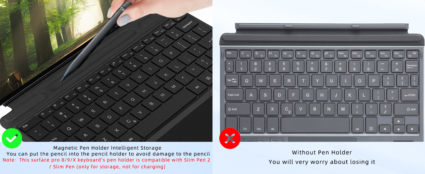 Qulose Surface Pro 9 Keyboard Wireless Bluetooth Keyboard For Surface Pro 11 10 9