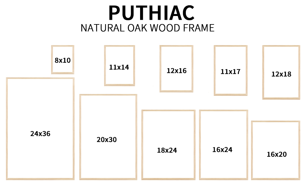 Amazon.com - puthiac 12x18 Oak Wood Picture Frame - Minimalist 12x18 Poster Frame, 12"x18 ...