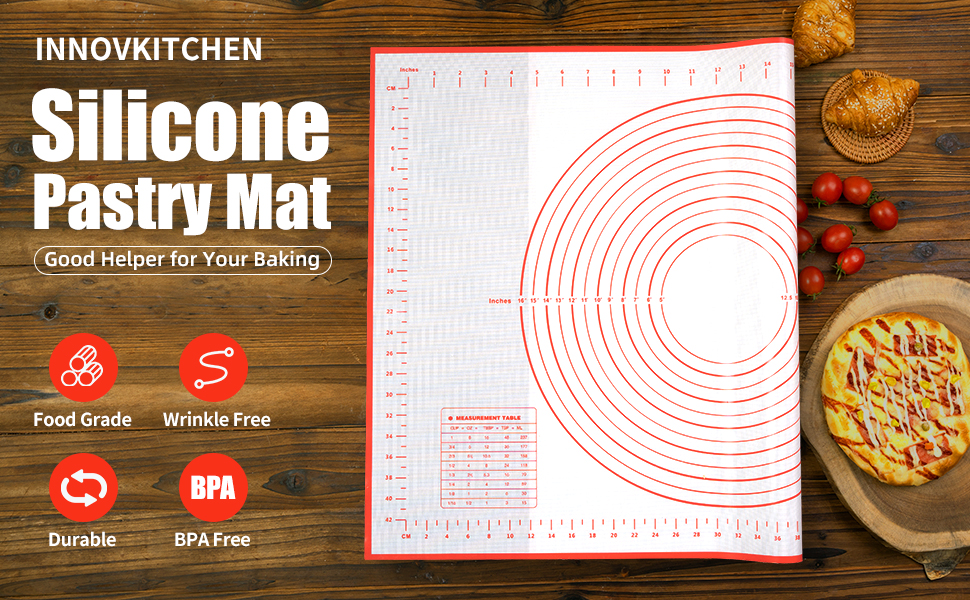 Amazon.com: Silicone Pastry Mat, Non Slip Baking Mats Silicone for ...