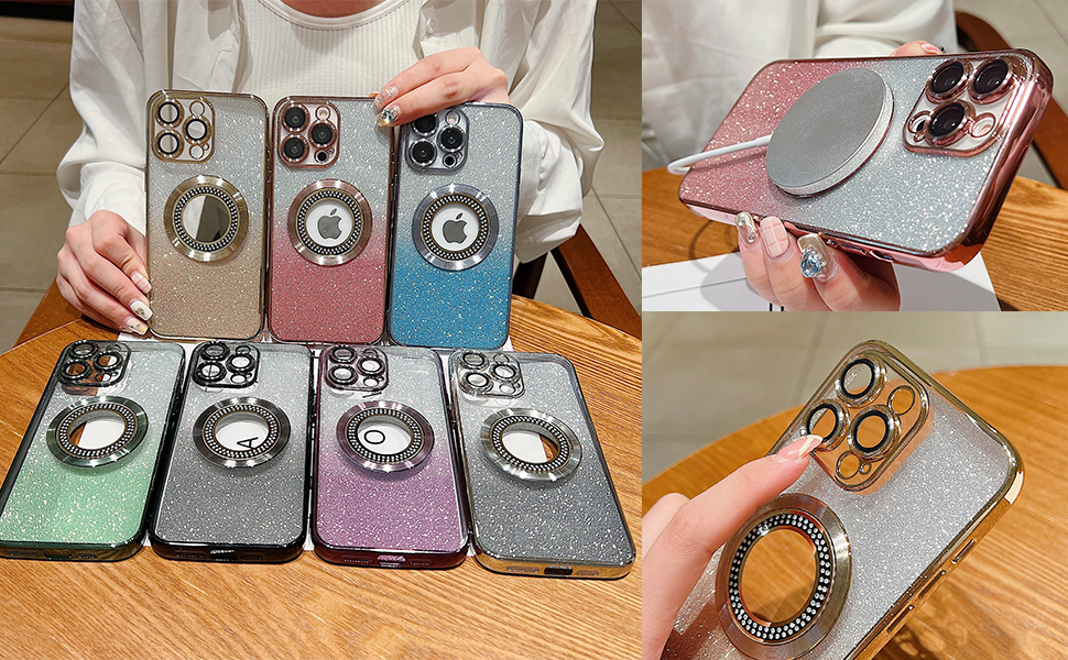 Amazon.com: Misscase for iPhone 14 Pro Max Magnetic Glitter Case Compatible with MagSafe,Full ...