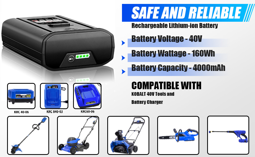 Amazon.com: NEPOWILL 40V 4.0Ah Replacement Battery for Kobalt 40v Battery MAX 2540C-06 ...